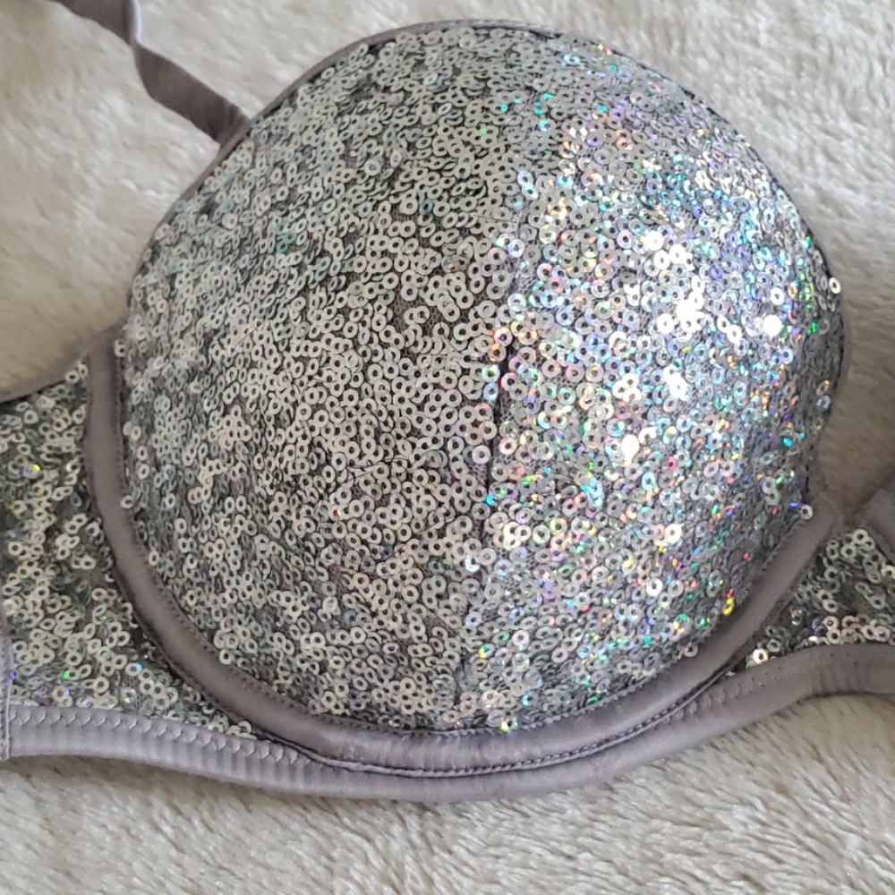 Silver,Glitter Bra - Gem